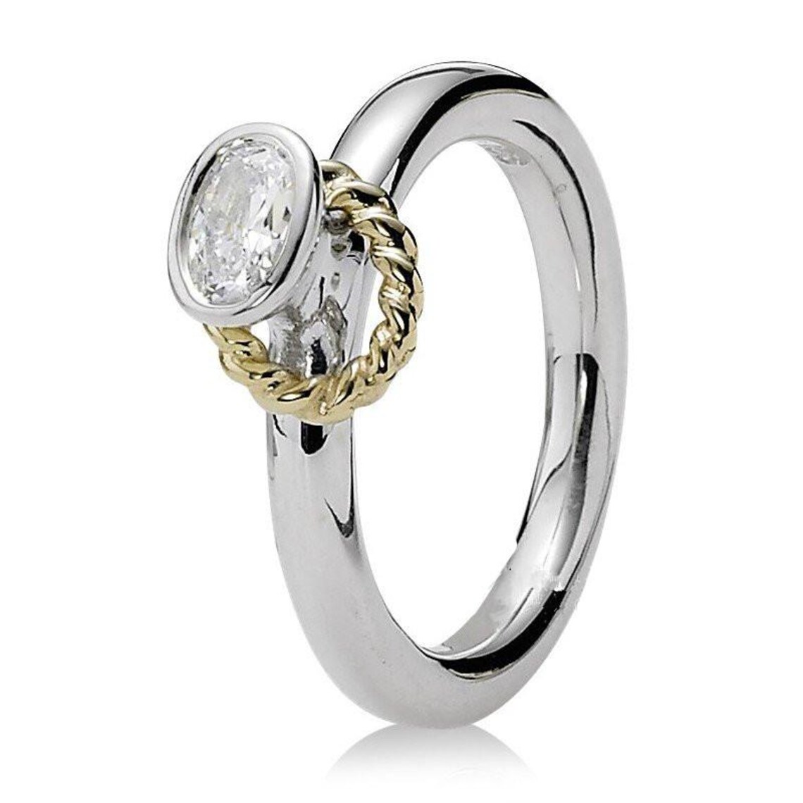 Pandora Halo Reminder Gold Twist Rope Silver Ring - Etsy