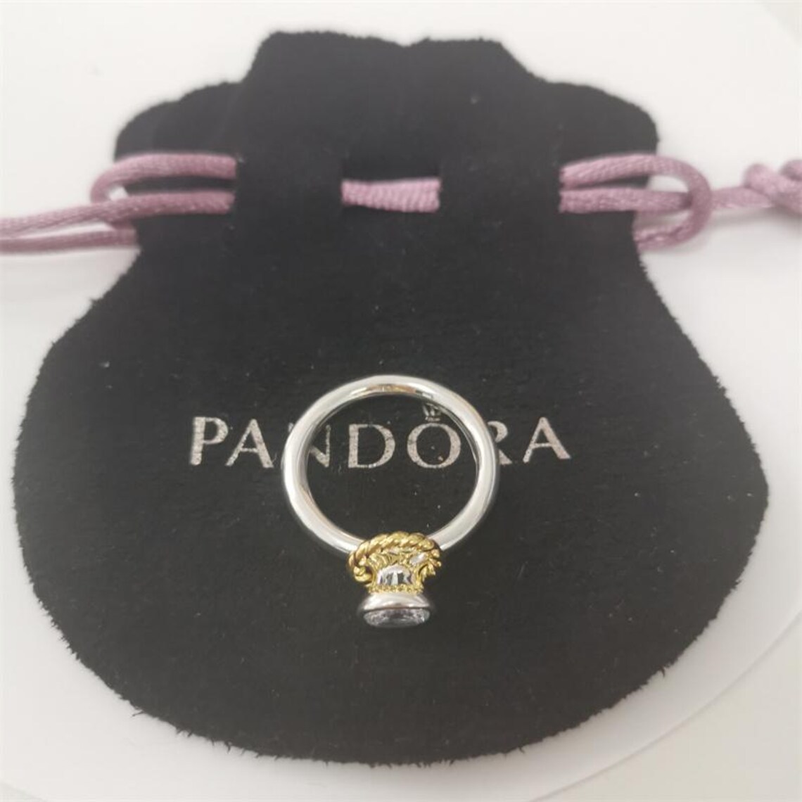 Pandora Halo Reminder Gold Twist Rope Silver Ring - Etsy