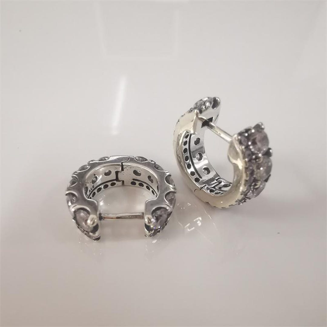 Pandora Double Band Pavé Hoop Earrings Ohrringe - Etsy