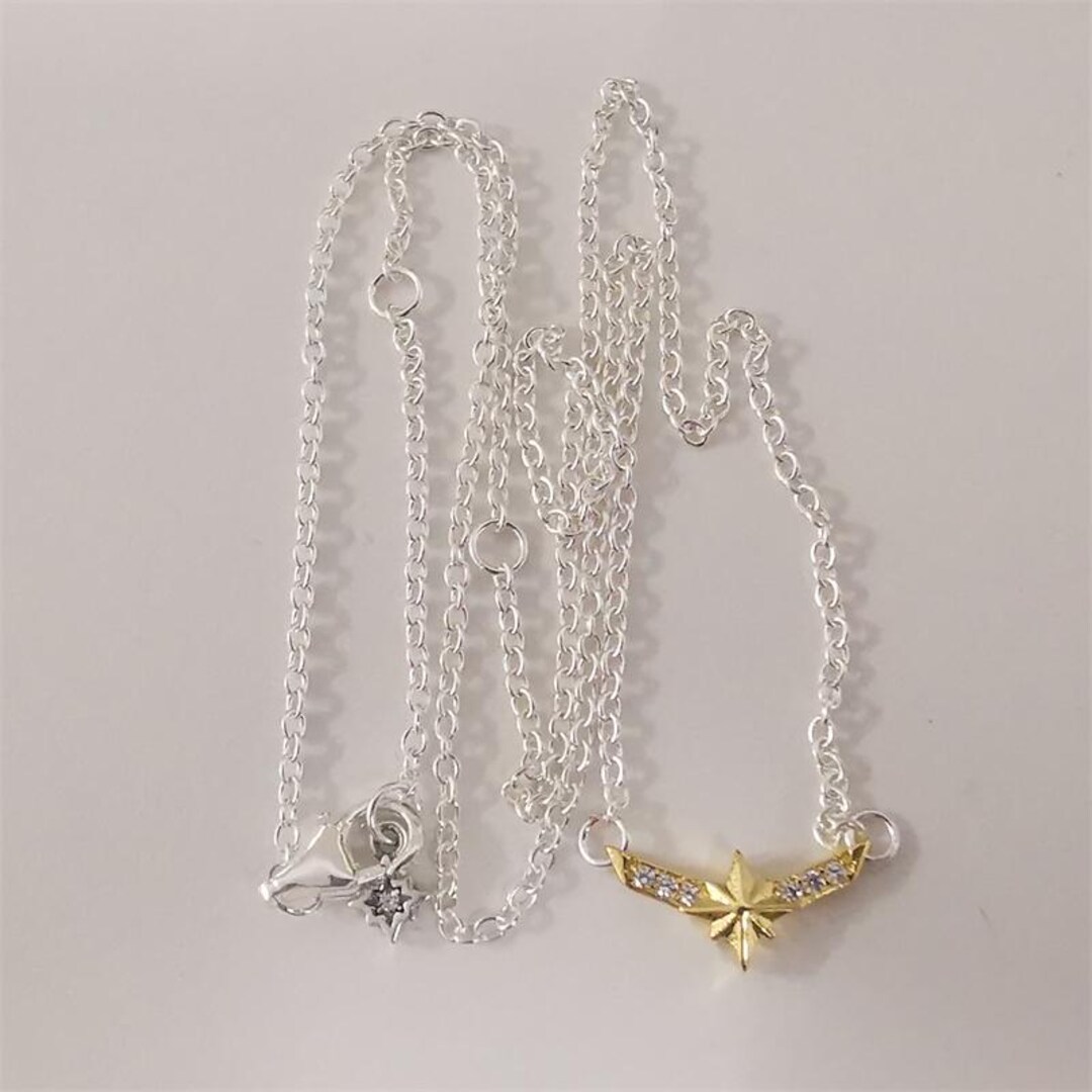Pandora Marvel Captain Marvel Octogram Star Two Tone Pendant Necklace ...