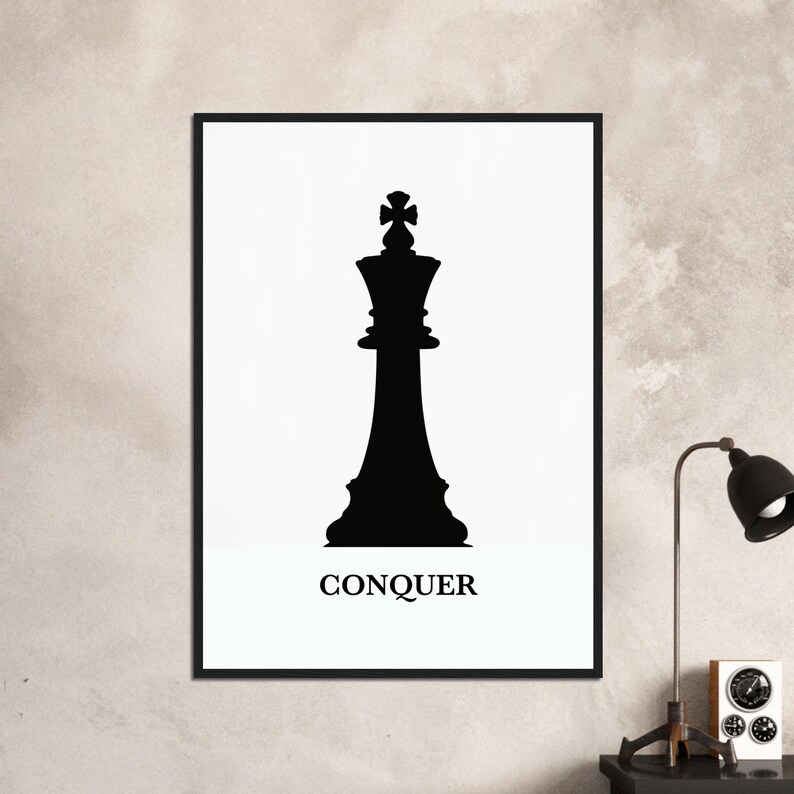 Conquer Black King Chess Art, Motivational Office Decor - Etsy