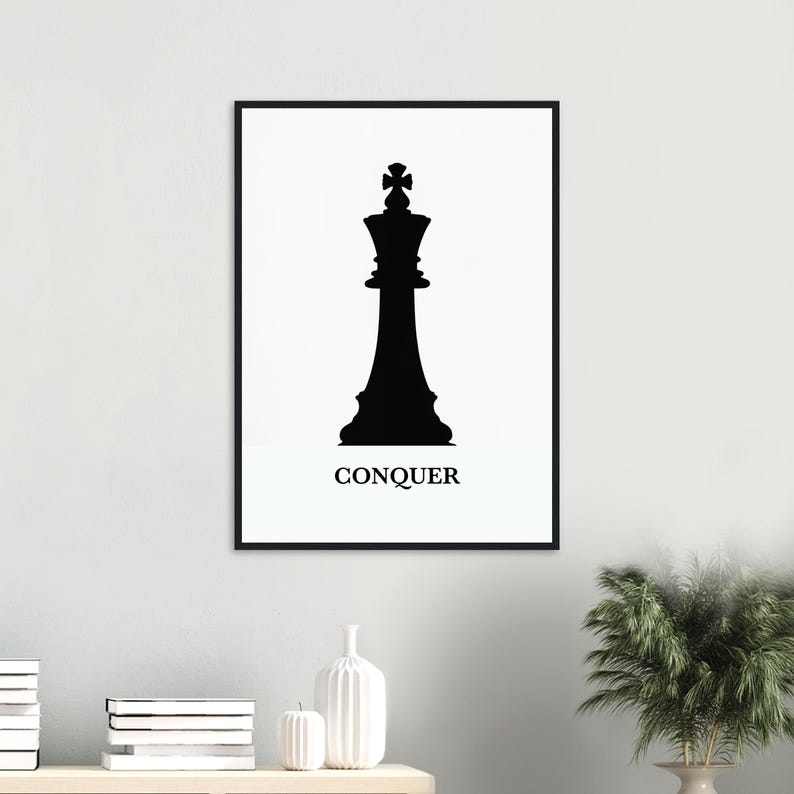 Conquer Black King Chess Art, Motivational Office Decor - Etsy