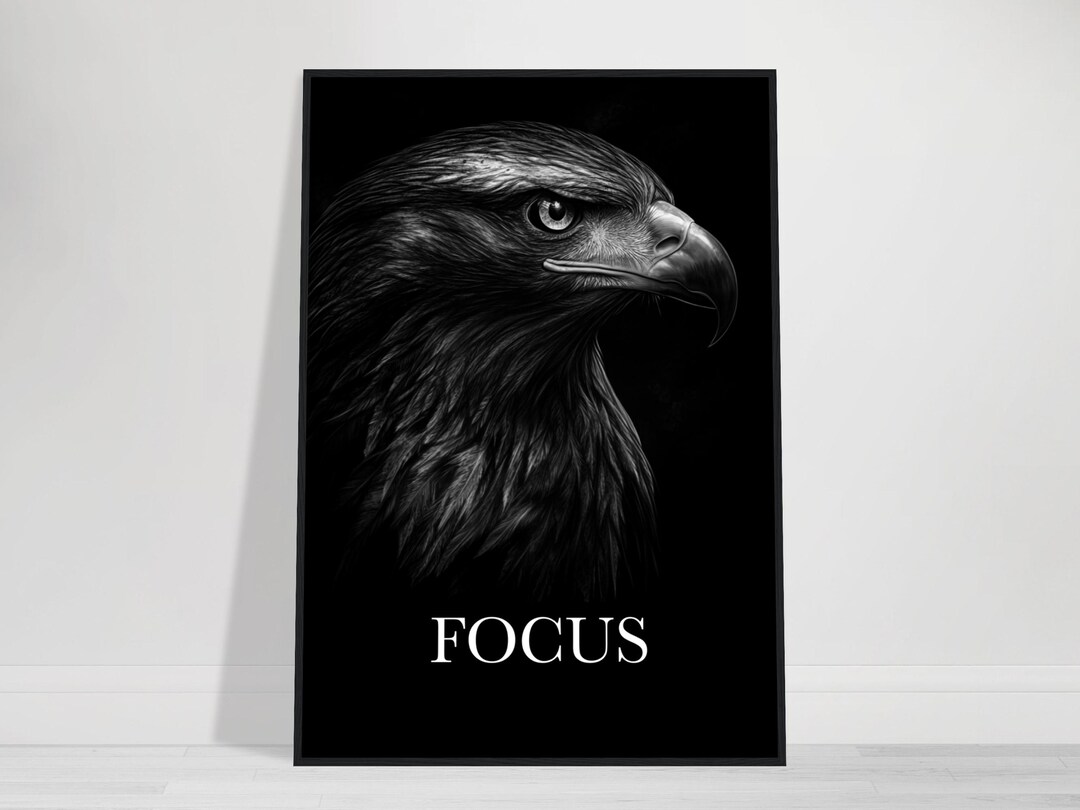 FOCUS, Eagle Wall Art Print, Motivational Matte Paper Wooden Framed ...