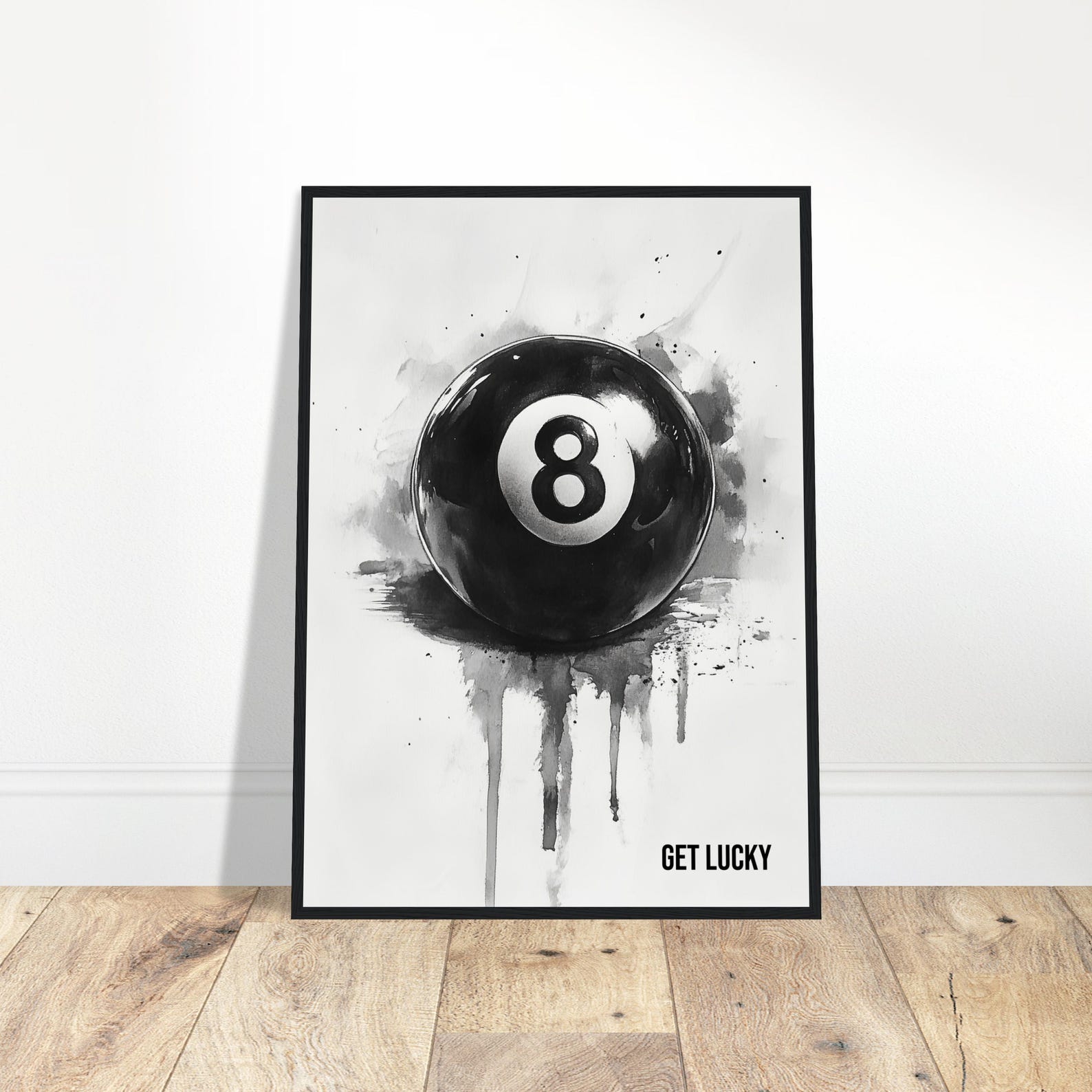 8 Ball Poster, Get Lucky, Motivational Wall Art, Pool Ball Print, Home ...