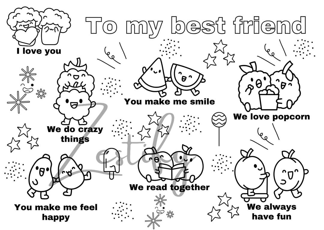 Kids Best Friend Coloring Page Fun Love - Etsy