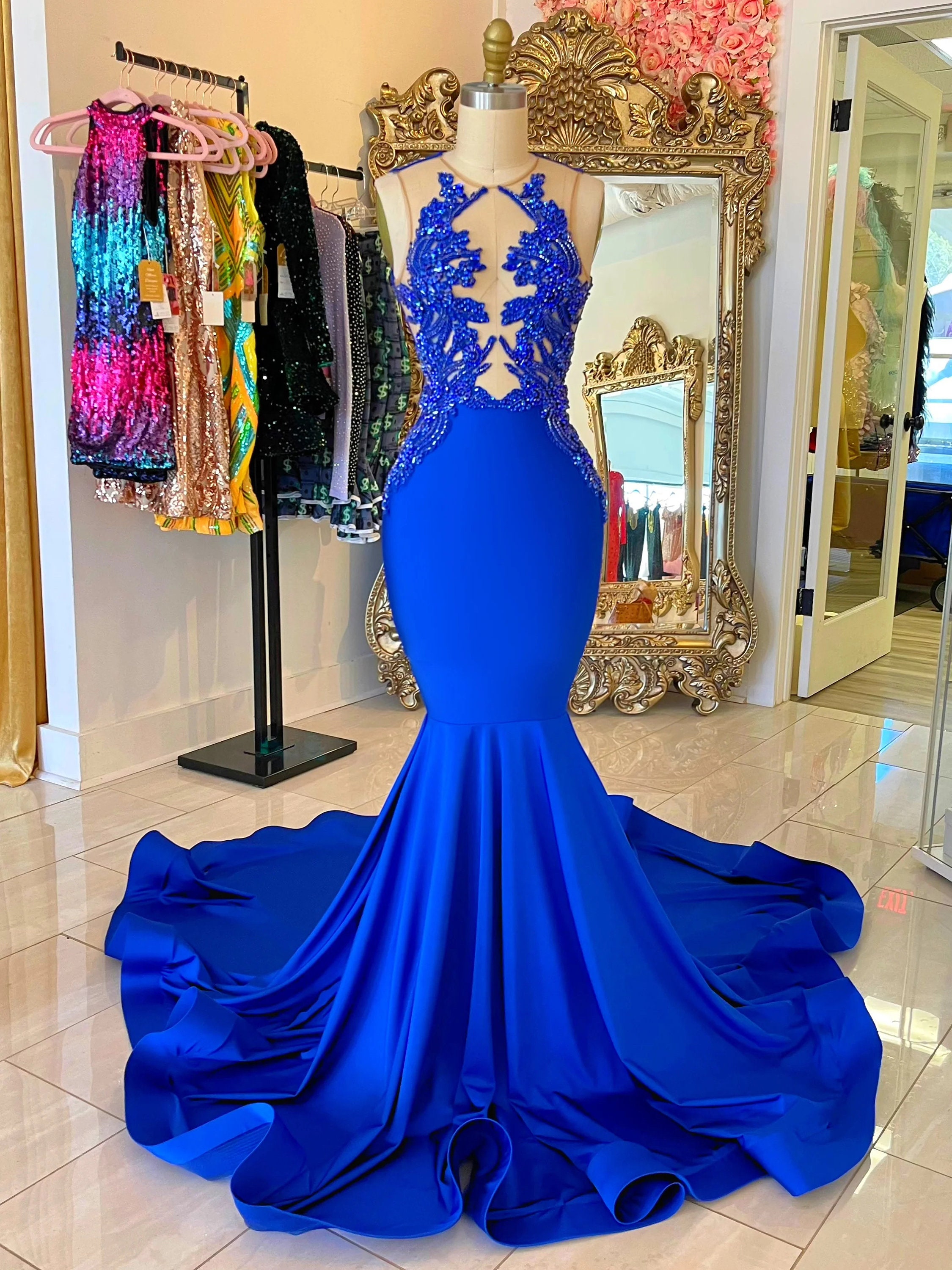 Royal Blue Prom Gown With Appliqués Prom Gown Custom Made Prom Gown ...