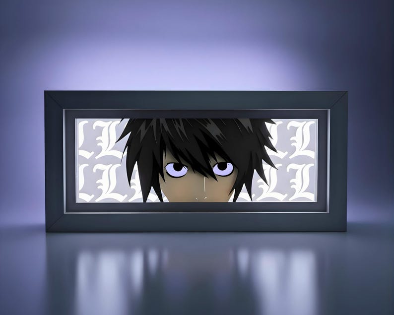 L Light Box | Death Note LED Light-up Shadow Box | L Lawliet Anime ...