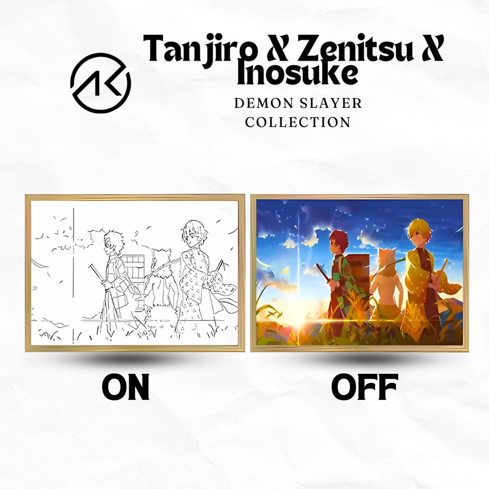 Tanjiro X Zenitsu X Inosuke LED Painting | Demon Slayer Anime Art ...