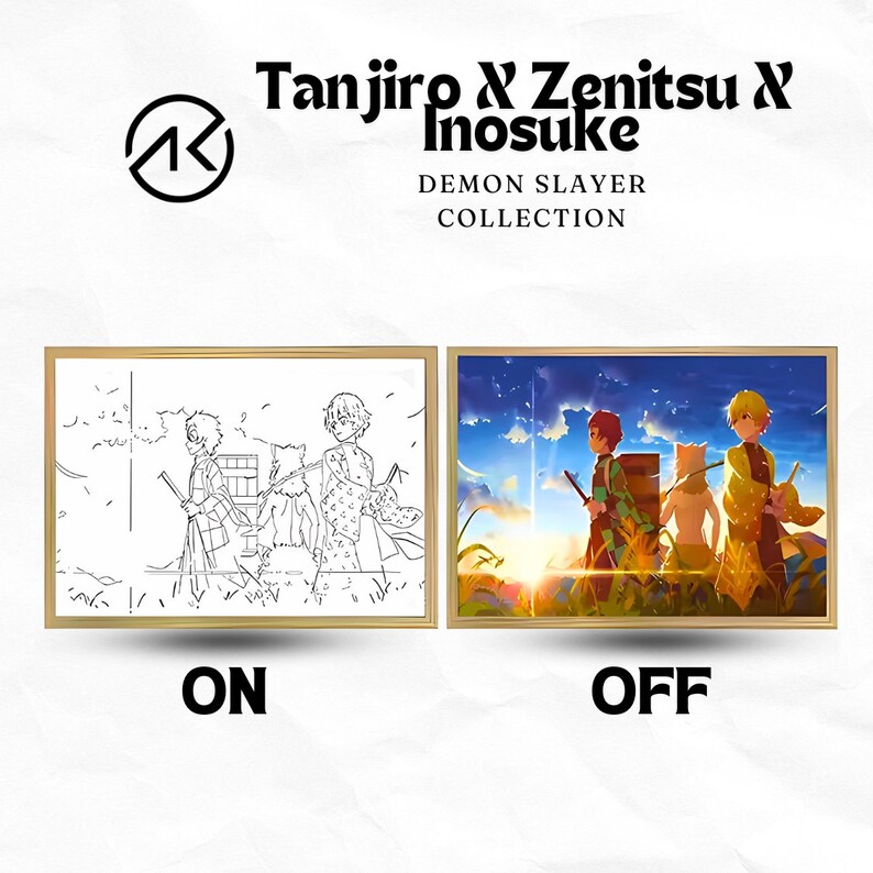 Tanjiro X Zenitsu X Inosuke LED Painting | Demon Slayer Anime Art ...