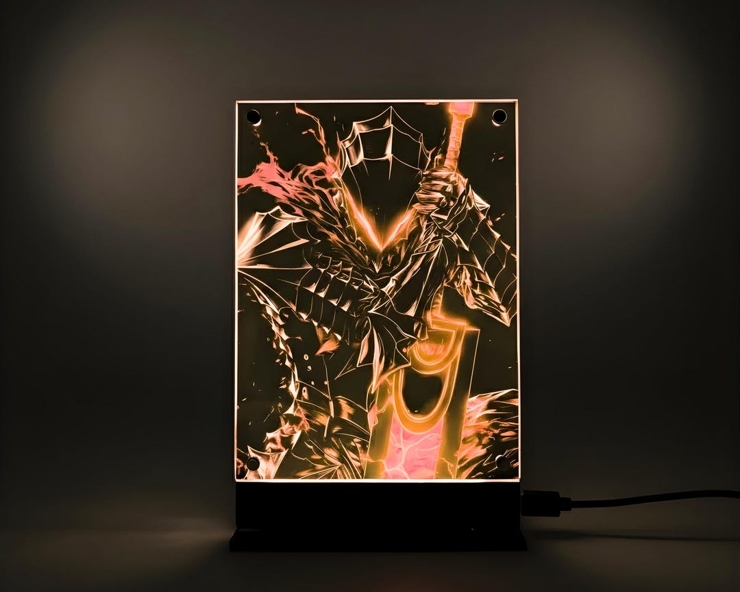 Guts Berserk LED Poster | Double-sided Anime Lamp | RGB Acrylic Light ...
