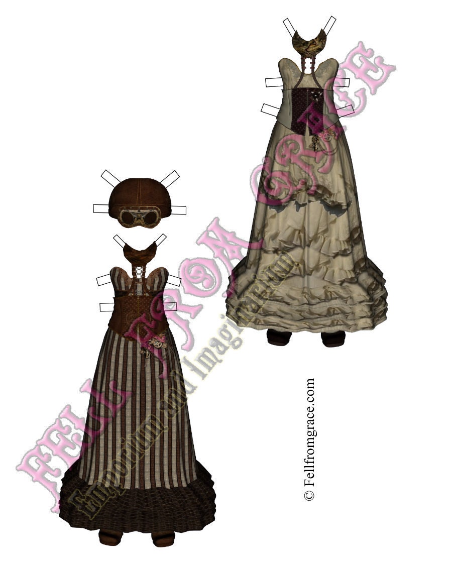 Printable Steampunk Sadie Dress up Paper Doll & 10 Outfits to - Etsy