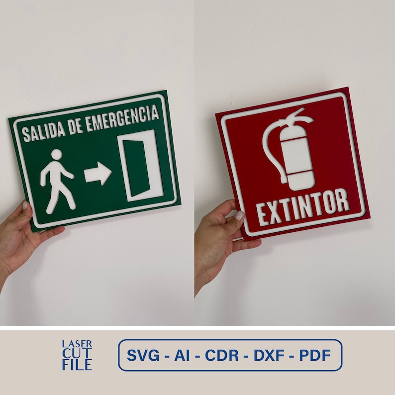 Vector FOR LASER CUTTING of Emergency Exit Signage and Fire ...