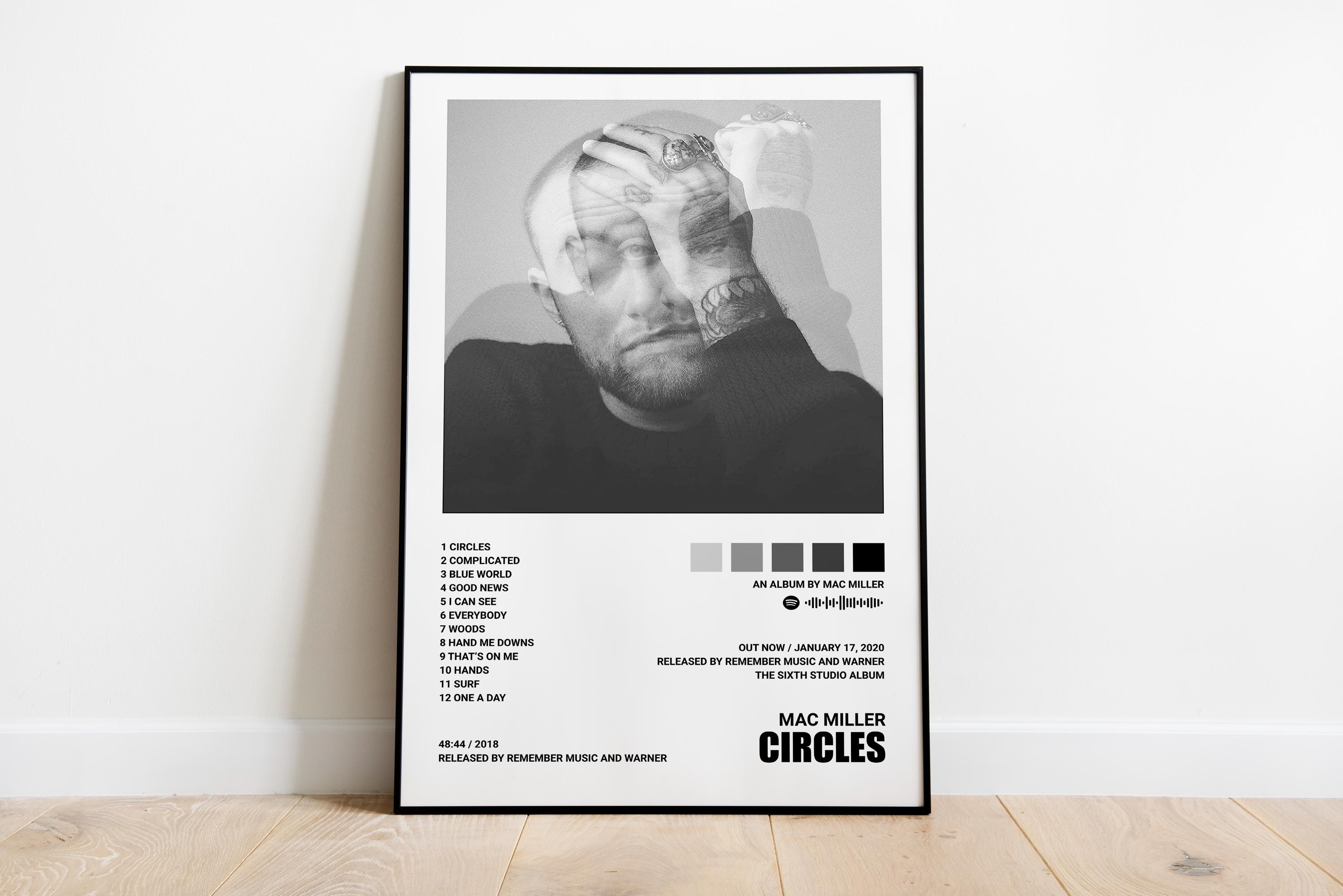Mac Miller Poster, Circles Album Cover Print, Tracklist Poster, Cover ...