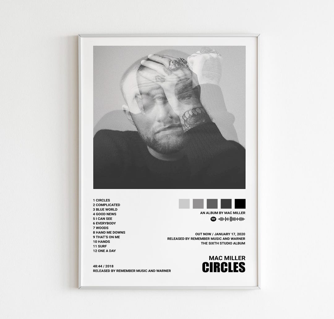 Mac Miller Poster, Circles Album Cover Print, Tracklist Poster, Cover ...