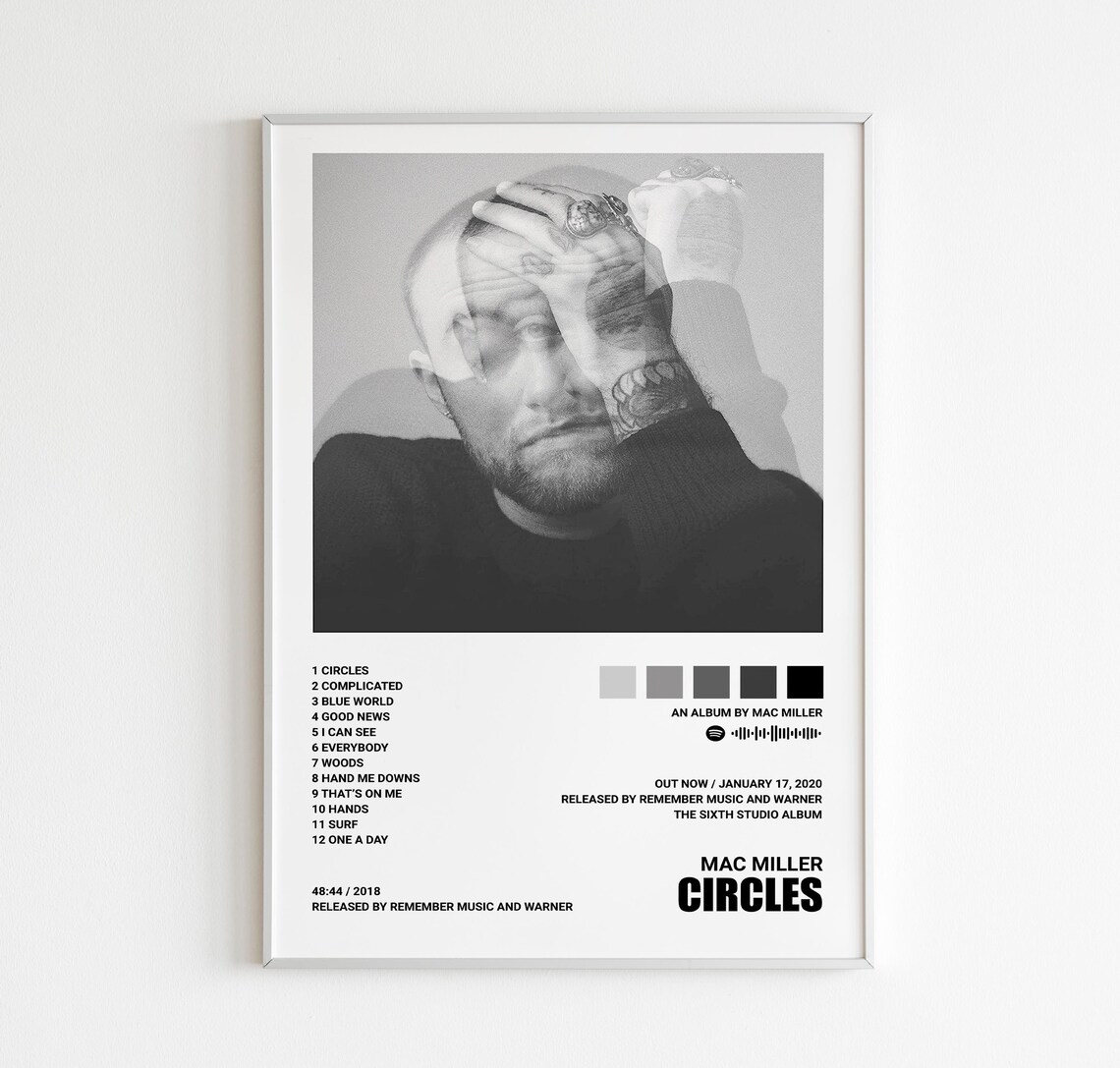 Mac Miller Poster, Circles Album Cover Print, Tracklist Poster, Cover ...