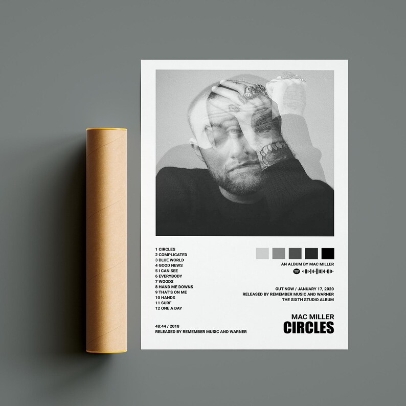 Mac Miller Poster, Circles Album Cover Print, Tracklist Poster, Cover ...