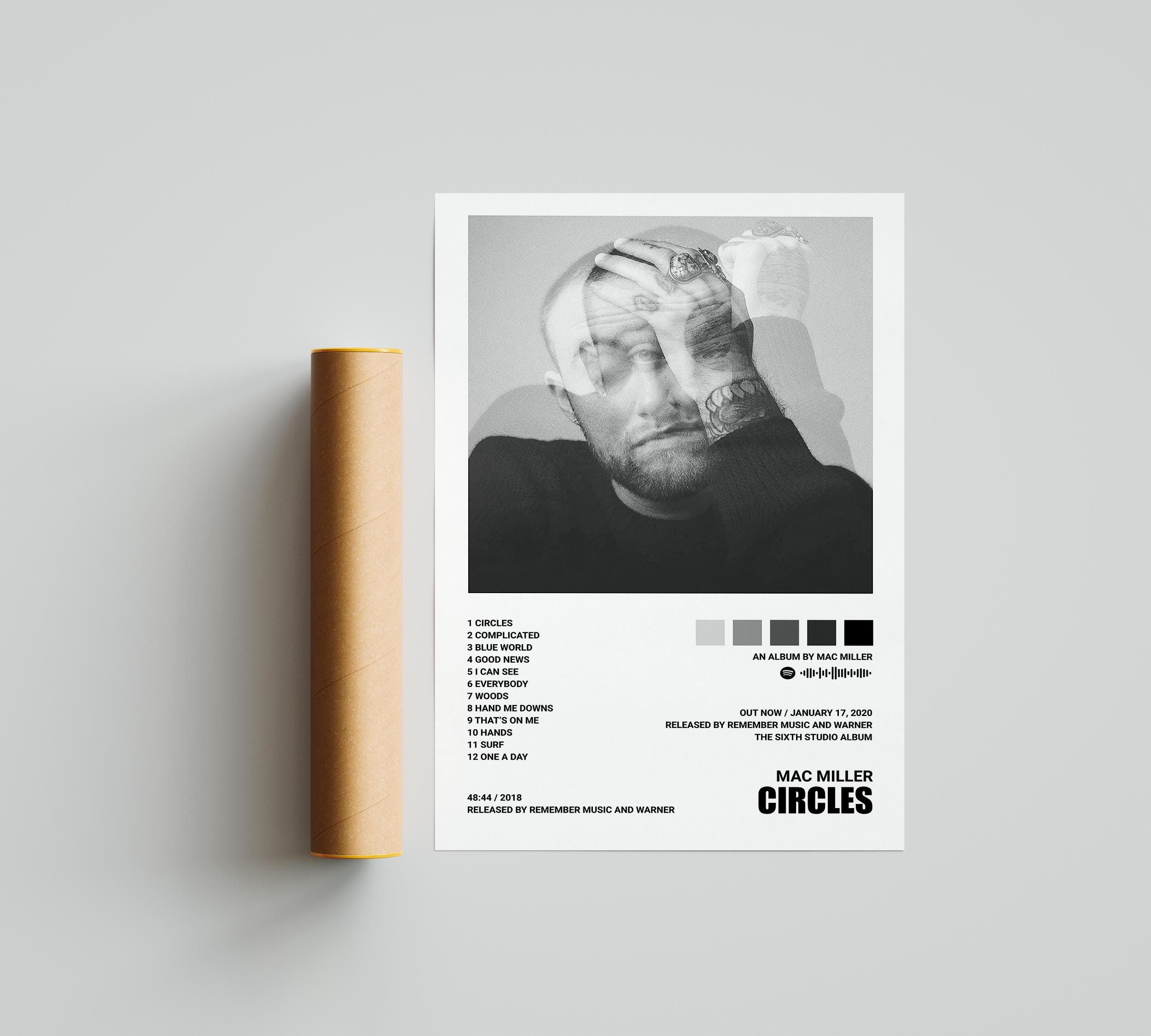 Mac Miller Poster, Circles Album Cover Print, Tracklist Poster, Cover ...