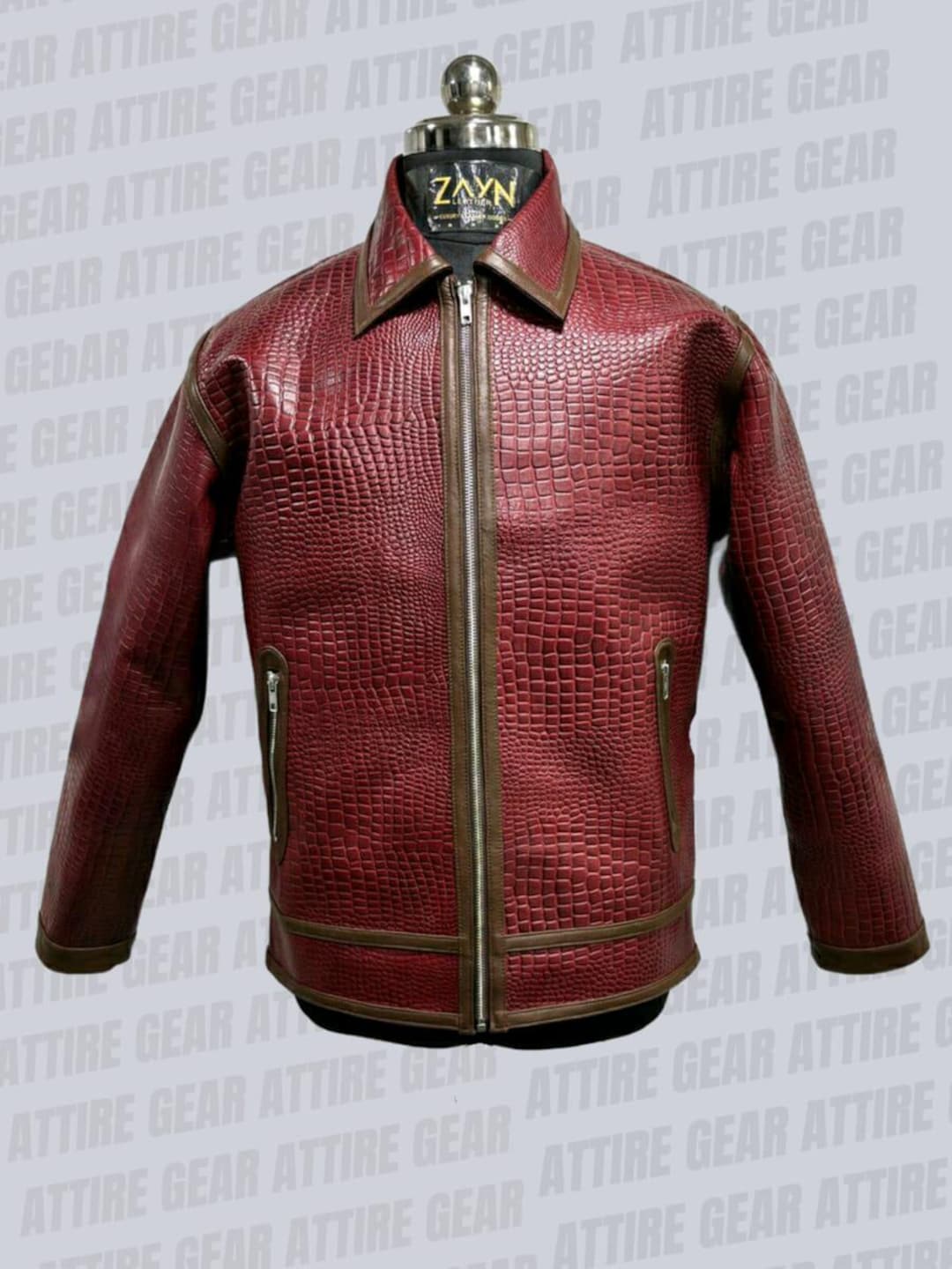 Men's Crocodile Embossed Real Leather Jacket Handmade Alligator ...