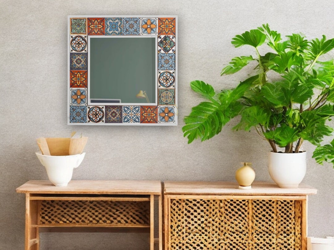 Stone Mirrors Bohemian Mirror Wall Mirror Ethnic Patterned Ethnic ...