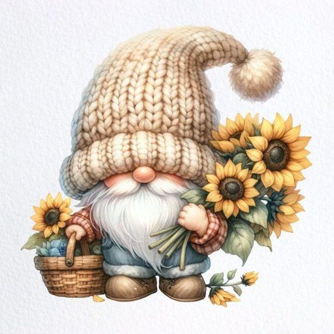 Sunflower Gnome Watercolor Clipart Bundle 11 Pngs Watercolor Summer ...