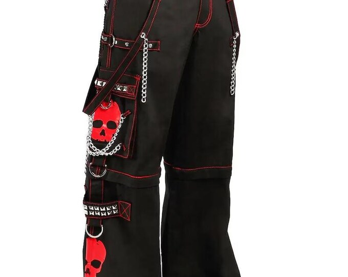 Gothic Pant RED Skull Gothic Cyber Chain Goth Jeans Punk Rock Pants ...