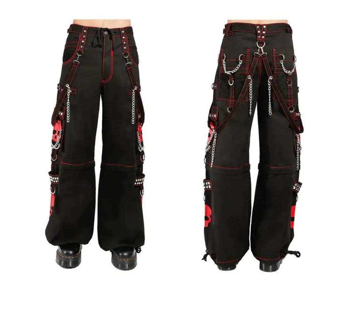 Gothic Pant RED Skull Gothic Cyber Chain Goth Jeans Punk Rock Pants ...