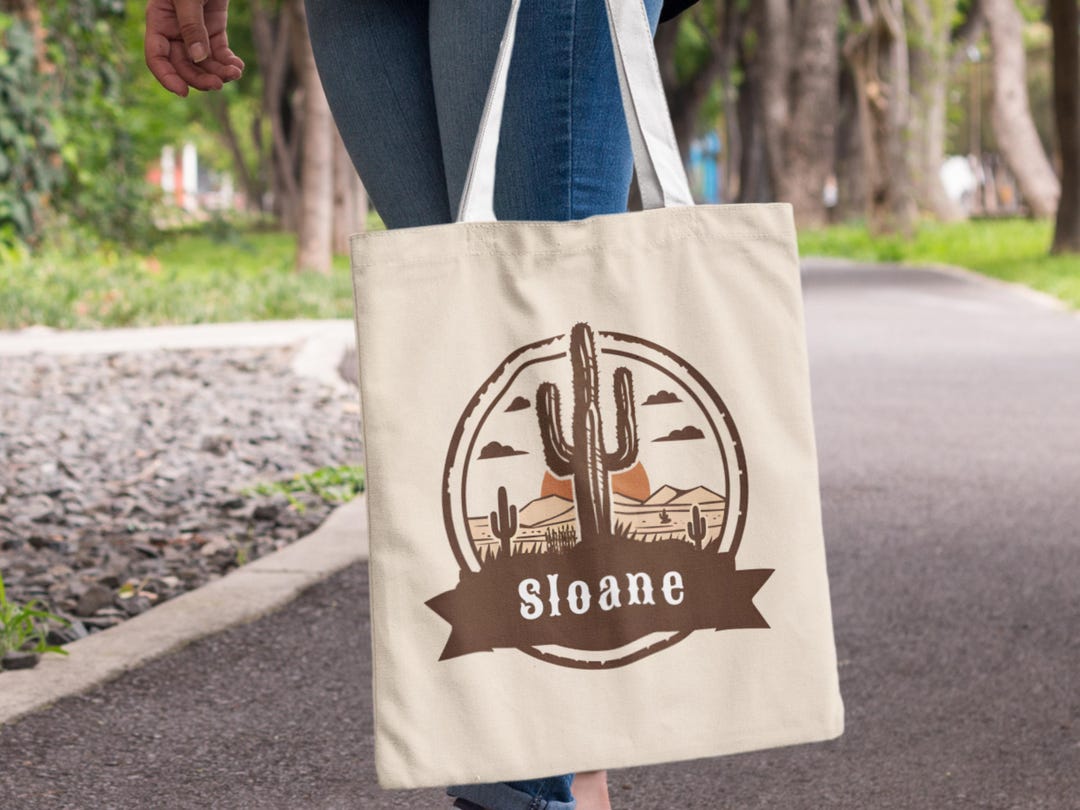 Personalized Western Tote Bag With Name, Custom Cactus Desert Bag ...
