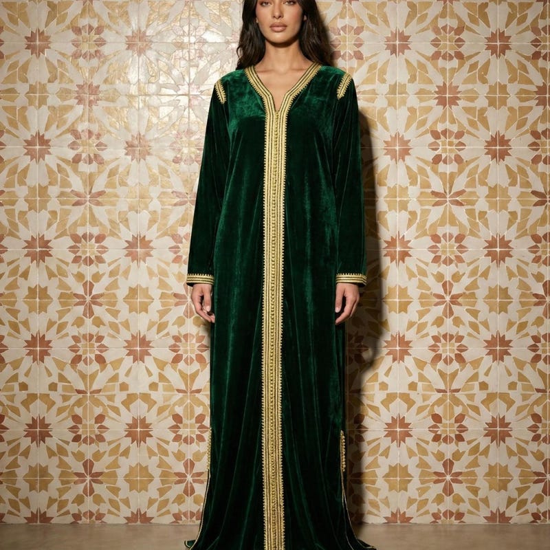 Caftan Velvet Long Dress - Etsy