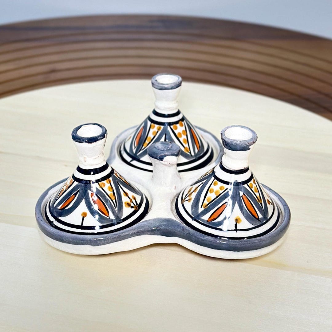 Mini Moroccan Tajine Spice Holder | Hand-painted Ceramic Condiment Dish ...