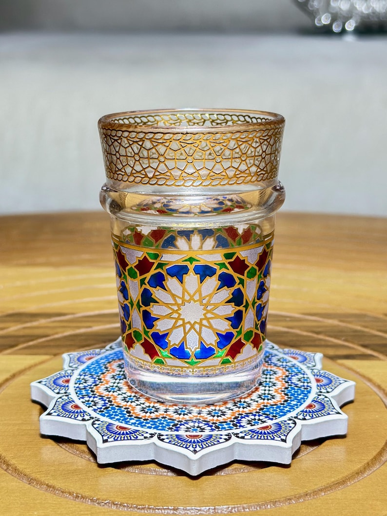 Moroccan Tea Glasses Set of 6: Hand-blown Beldi Cups With Gold Rim - Etsy