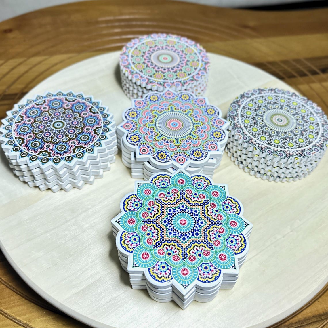 Moroccan Coasters Pack Ceramic Drink Coasters Colorful Mosaic Design ...