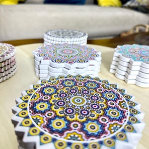 Moroccan Coasters Pack Ceramic Drink Coasters Colorful Mosaic Design ...