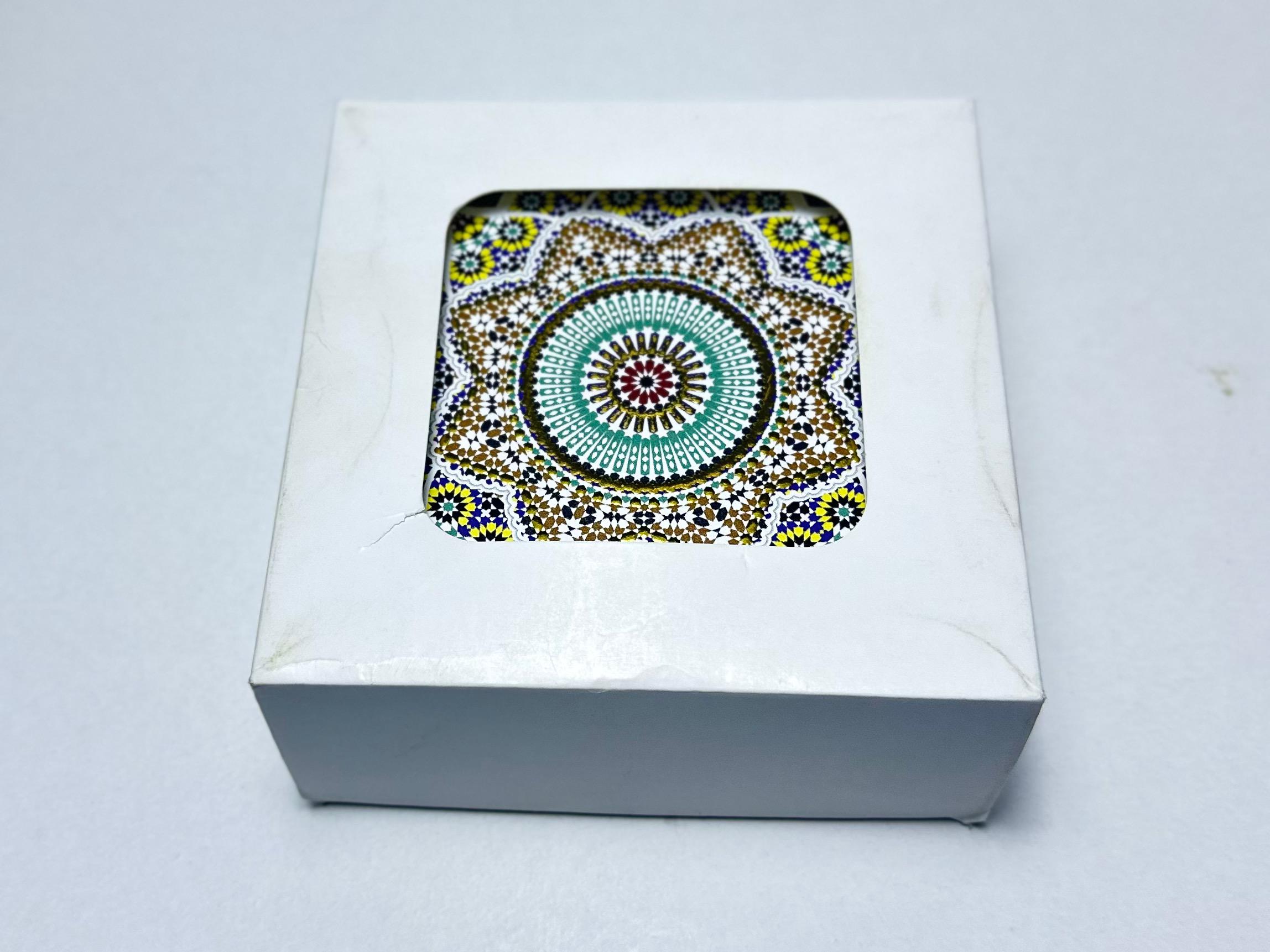 Moroccan Coasters Pack Ceramic Drink Coasters Colorful Mosaic Design ...