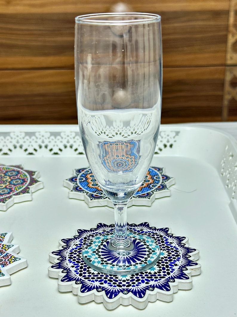 Moroccan Coasters Pack Ceramic Drink Coasters Colorful Mosaic Design ...