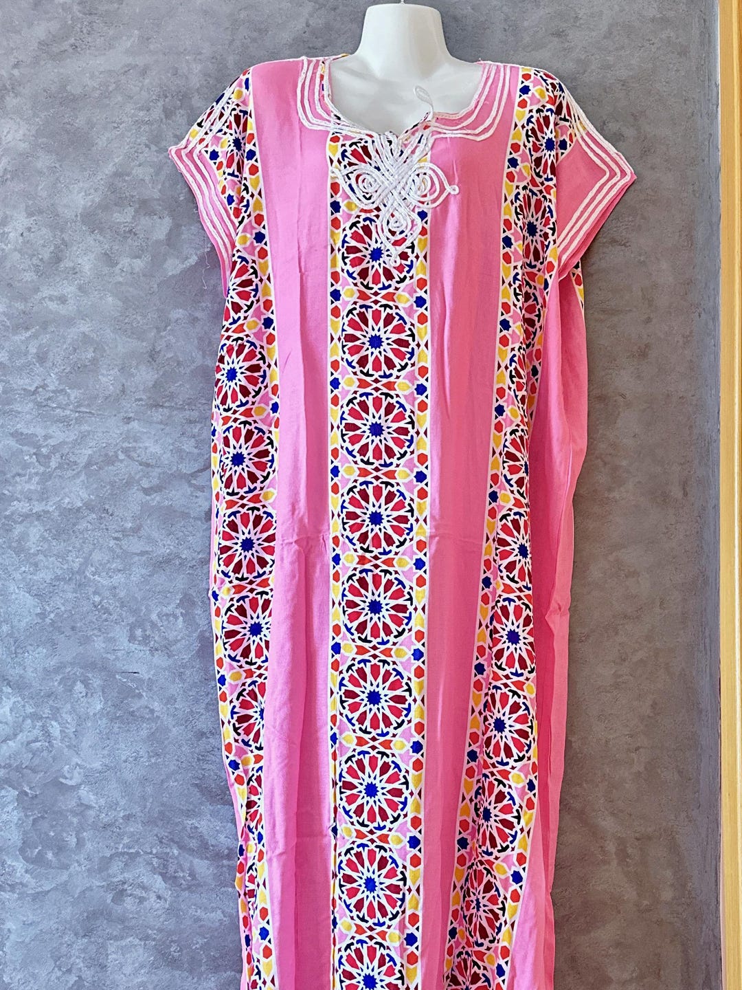 Moroccan Gandoura Traditional Pyjamas Zellij Design for Women Striped ...