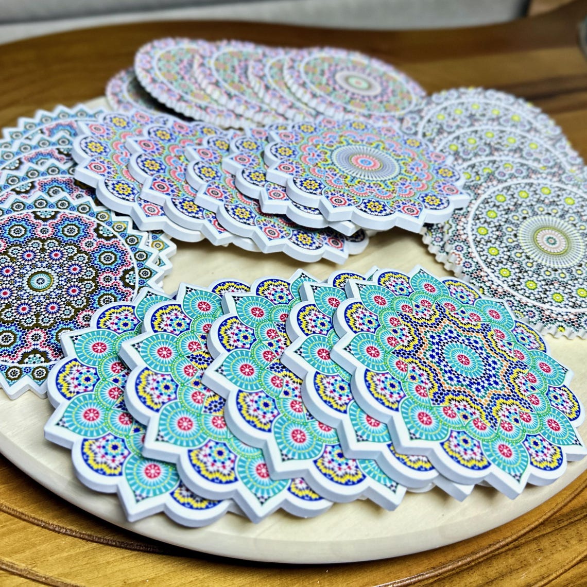 Moroccan Tile Coasters Set of 6 Ceramic Drink Coasters Colorful Mosaic ...