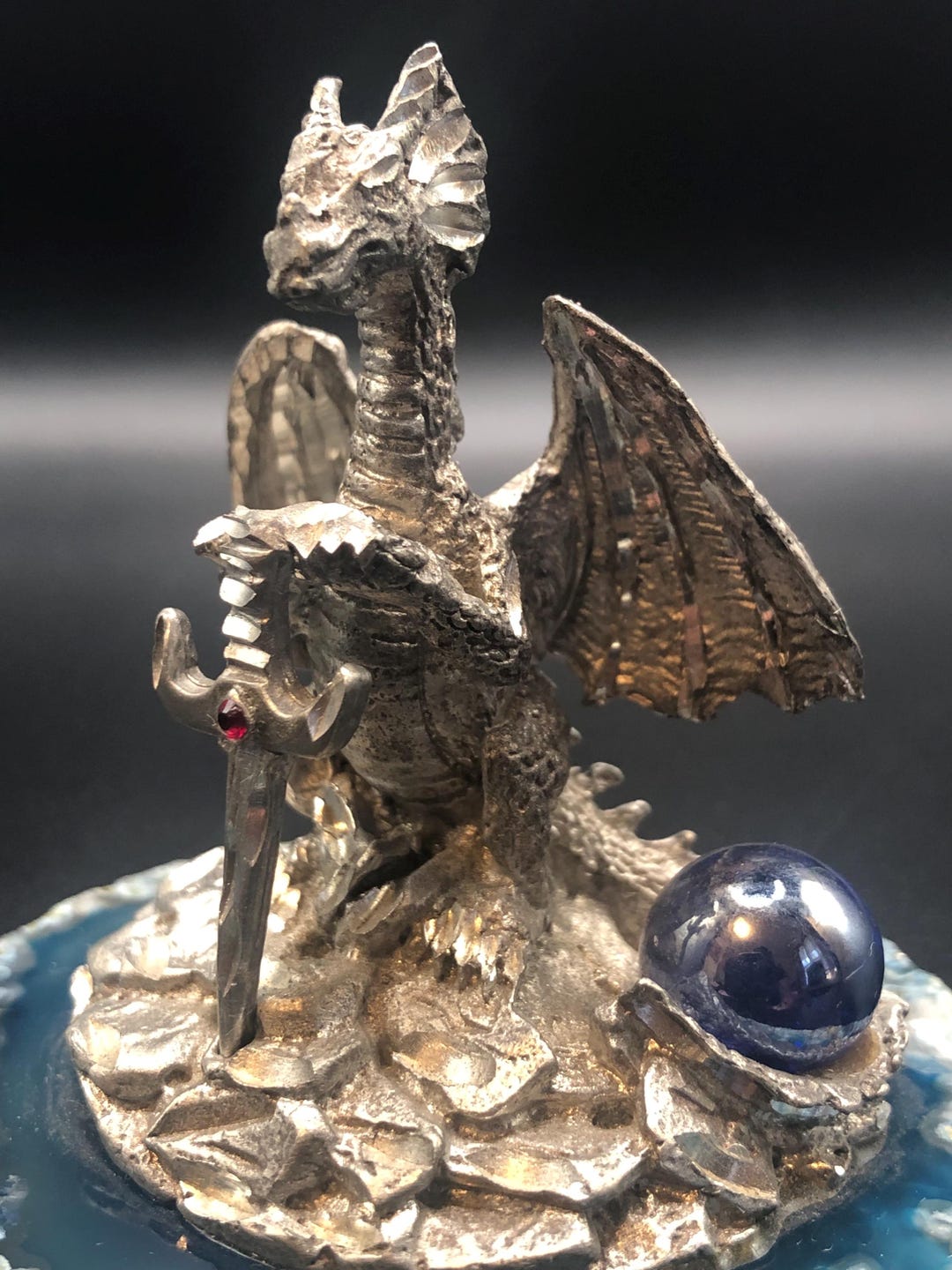 Pair of Pewter Dragon Figurines - Etsy