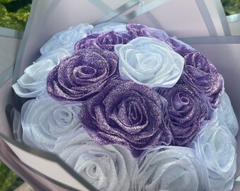 Eternal Rose Bouquet Ribbon Roses Flower Bouquet Flower Bouquet Handmade Made to Order - Etsy