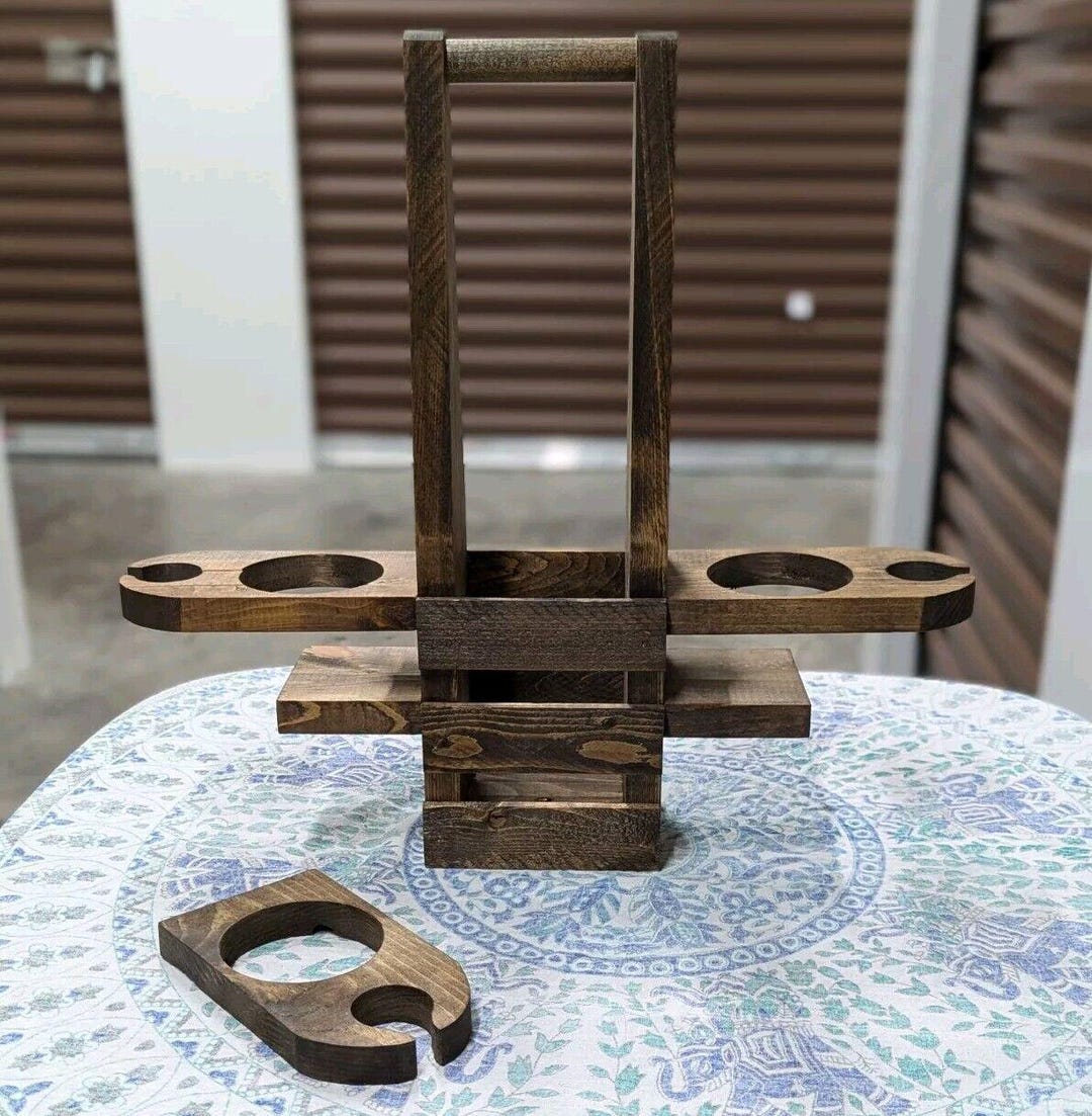 Vintage Wooden MCM Portable Wine Rack Picnic Carrier - Etsy