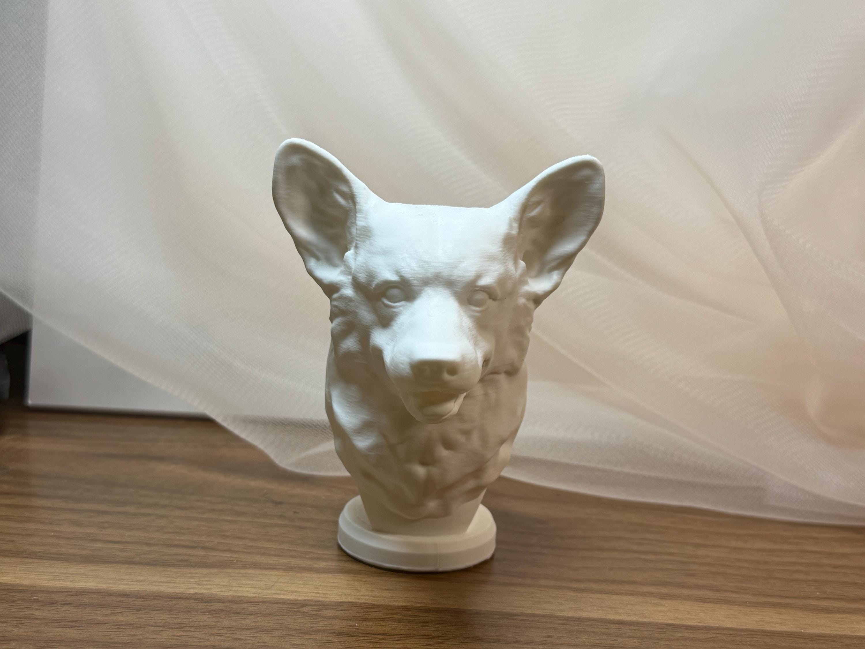 3D Printed Corgi Dog Head Bust Statue - Ready-to-paint - Unpainted for ...