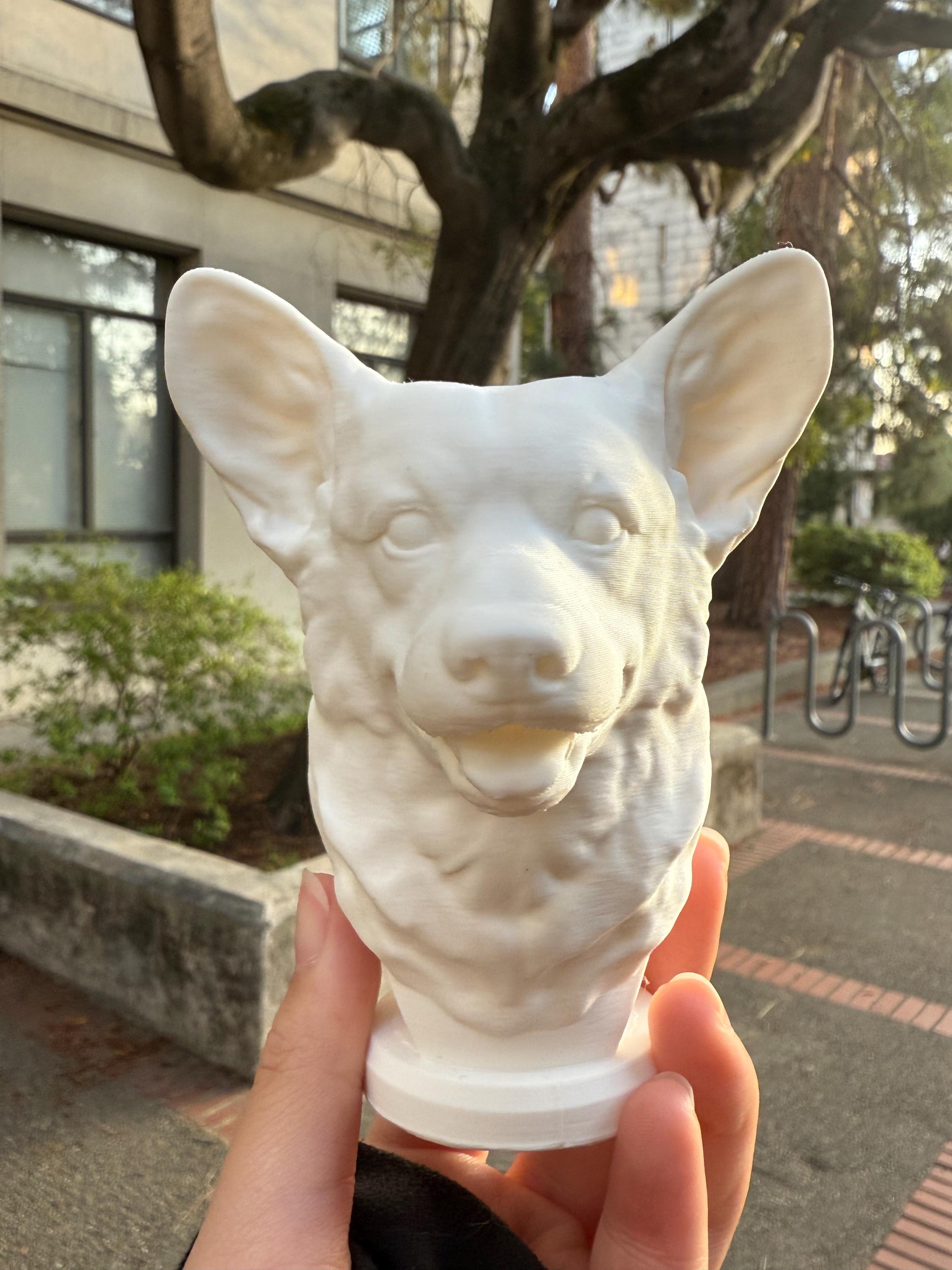 3D Printed Corgi Dog Head Bust Statue - Ready-to-paint - Unpainted for ...