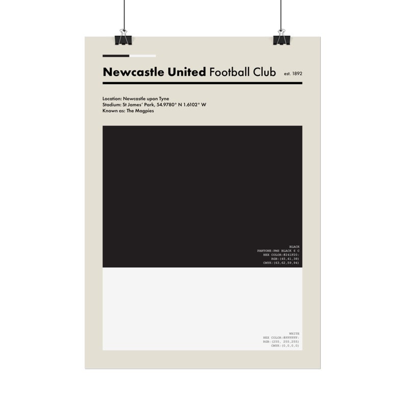 Newcastle United Football Club Poster, Minimalist Sport Art, Aesthetic ...
