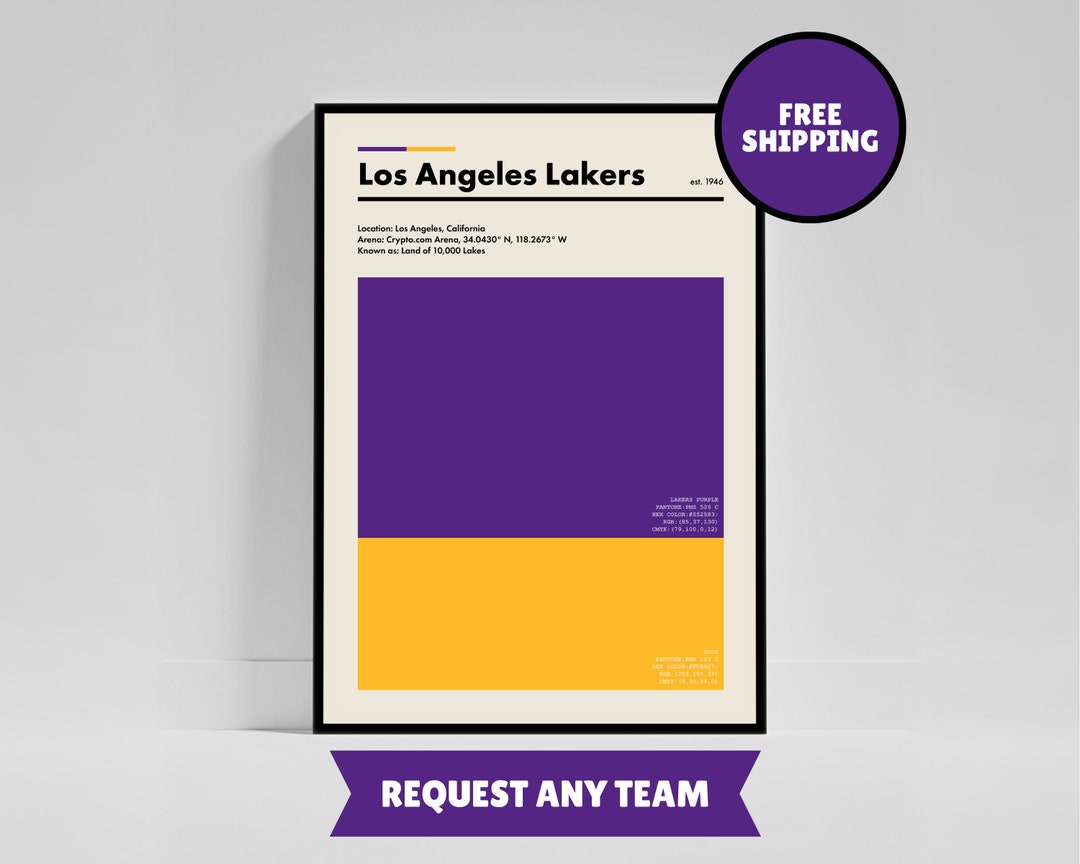 Los Angeles Lakers Basketball NBA Poster, Minimalist Sport Art ...