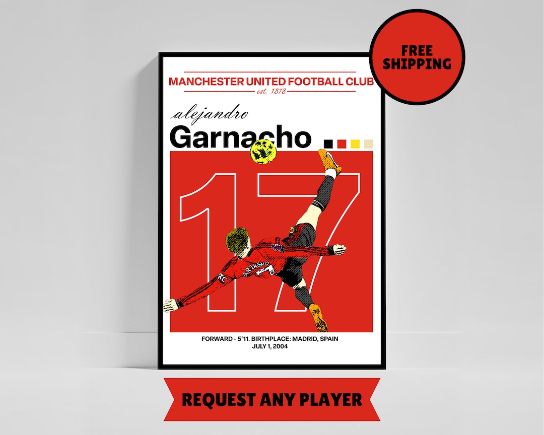 Alejandro Garnacho Poster, Football Print, Manchester United Football ...