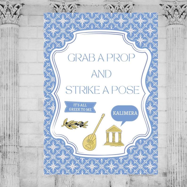 GREEK Event Photo Booth Props, Printable Photo Props, Greece Themed ...