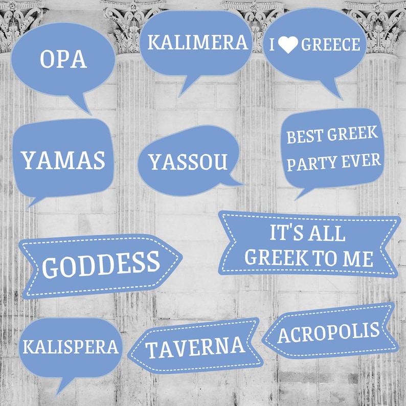 35 GREEK Event Photo Booth Props, Printable Photo Props, Greece Themed ...