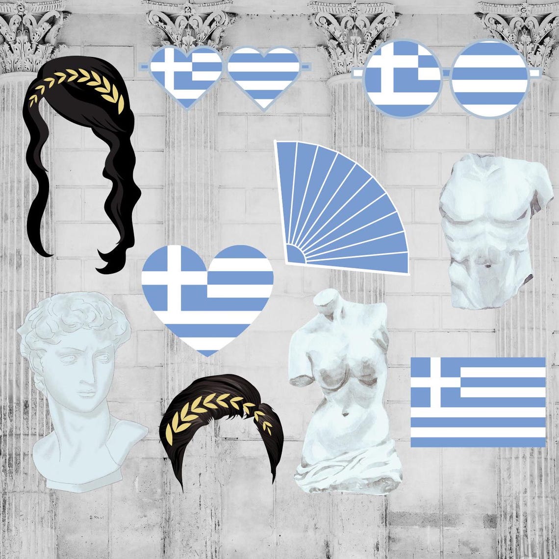 GREEK Event Photo Booth Props, Printable Photo Props, Greece Themed ...