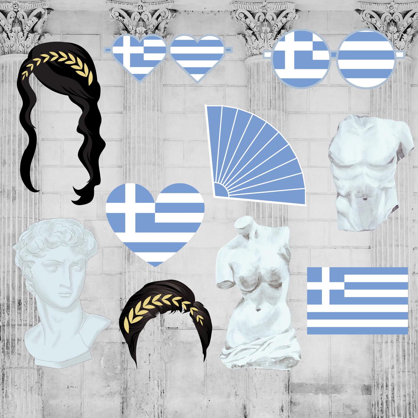 GREEK Event Photo Booth Props, Printable Photo Props, Greece Themed ...