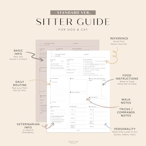 Pet Sitter Guide, Dog & Cat Report Card BUNDLE, Pet Care Instructions ...