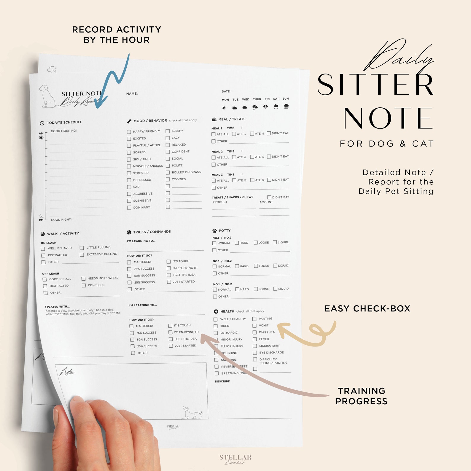 Pet Sitter Guide, Dog & Cat Report Card BUNDLE, Pet Care Instructions ...